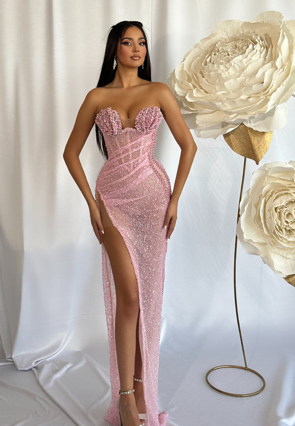 Tyrone Corset Long Dress with Side Slit – Minna Fashion